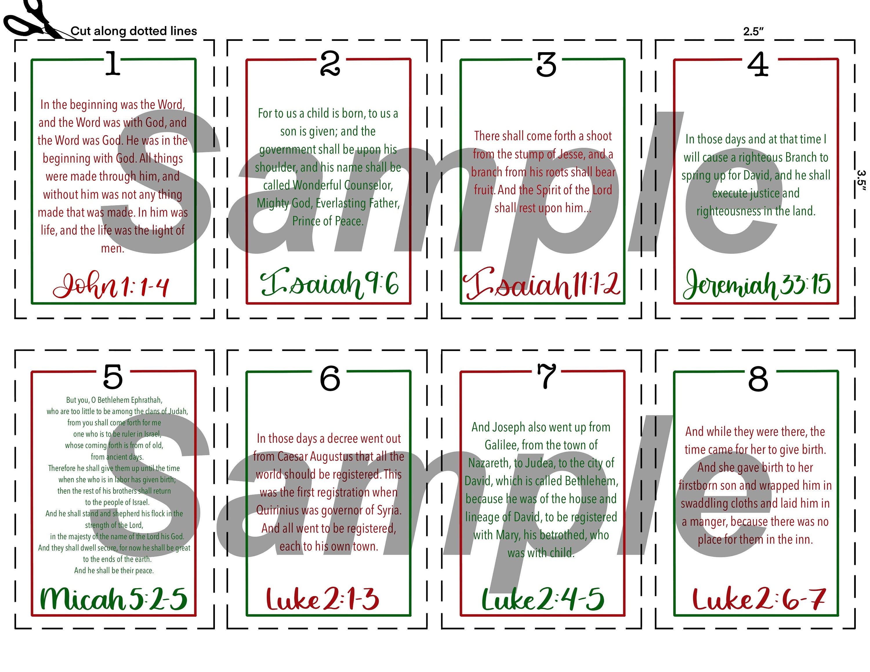 PRINTABLE Bible Verse Advent Cards | ESV | 2.5x3.5” | Christmas ...
