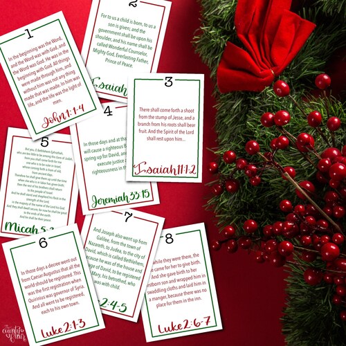 Christmas Advent Bible Verse Cards Printable Christmas | Etsy