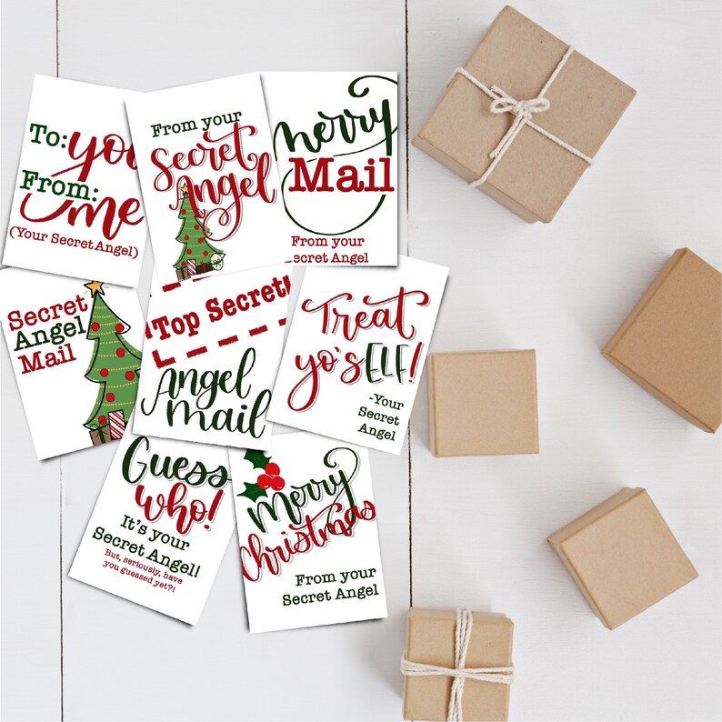 PRINTABLE Secret Angel Gift Tags | Set of 8 | 2.5x3.5” Tags | Instant ...