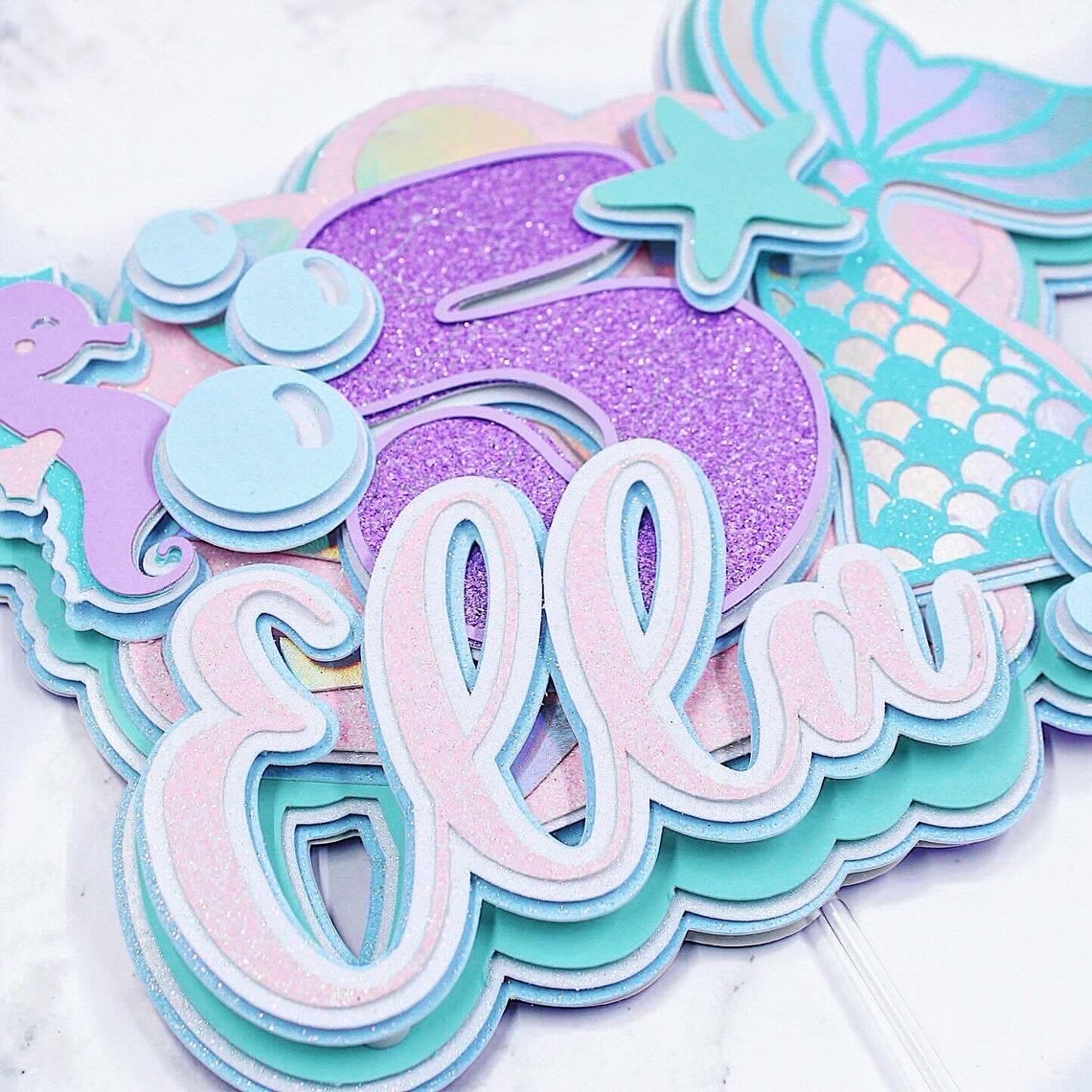 Pastel Mermaid Underwater Birthday Cake Topper - Etsy