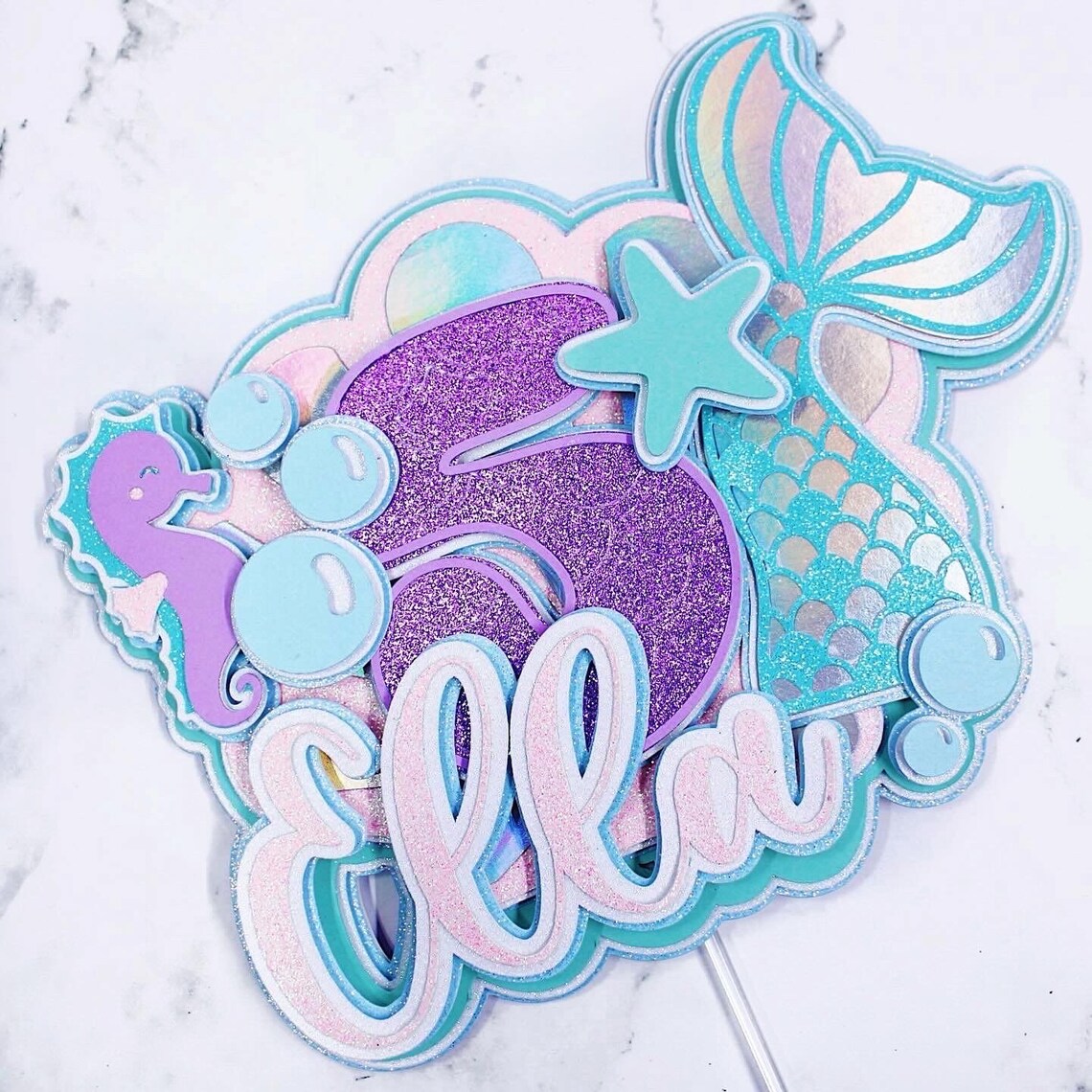 Pastel Mermaid Underwater Birthday Cake Topper - Etsy
