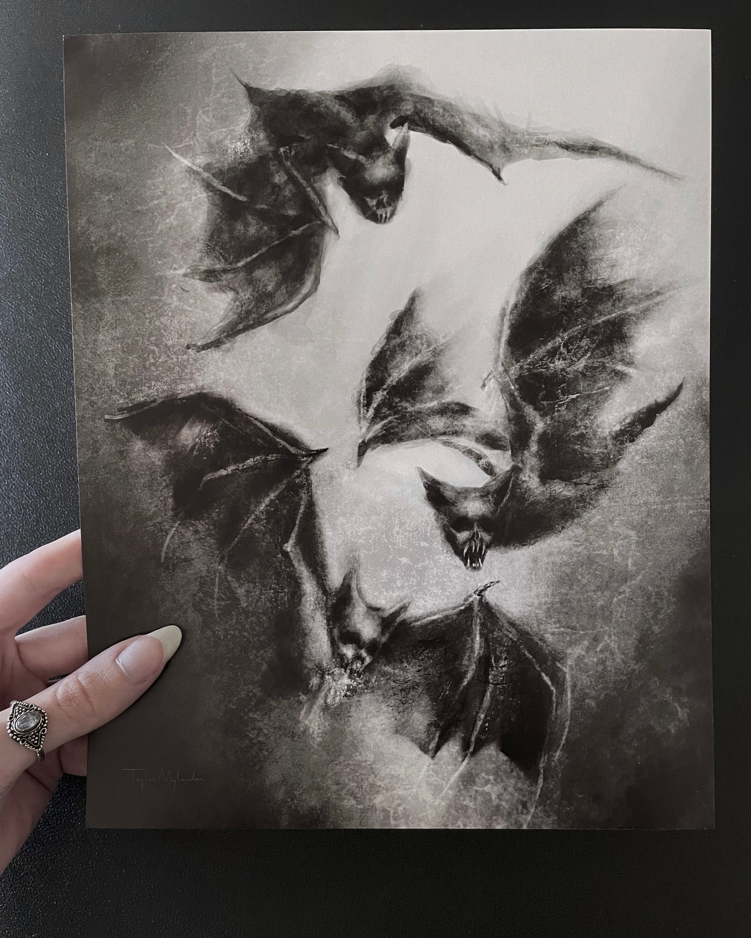 Spooky Flying Bats Art Print, Gothic Macabre Decor, 8x10 Creepy Wall ...