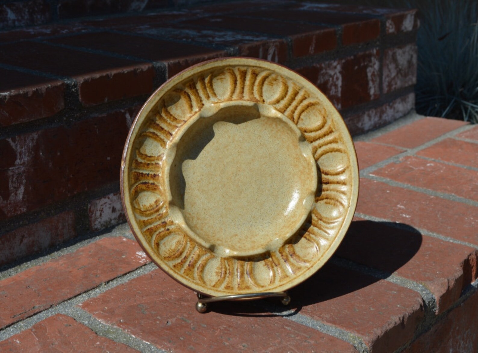 Mid-century Pottery Craft Round Ceramic Stoneware Ashtray or | Etsy