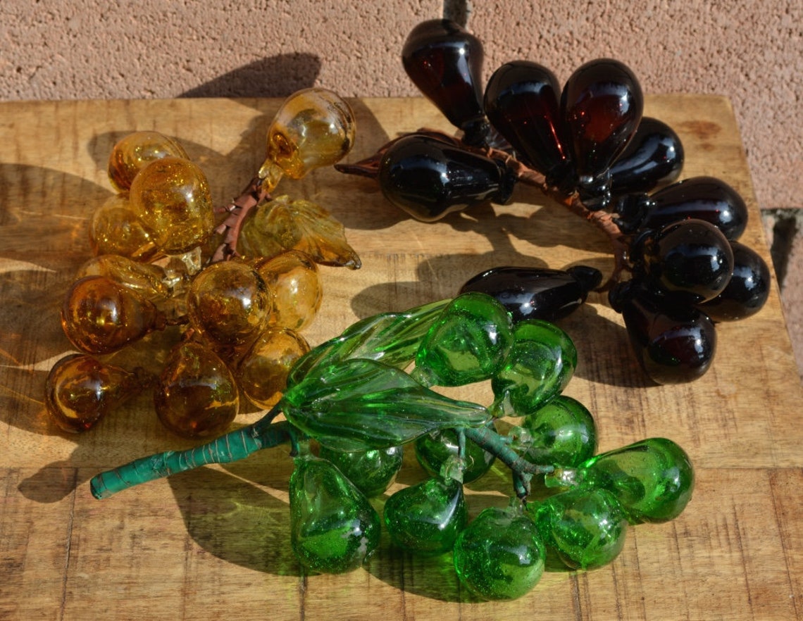 Vintage Bunch of Purple Hand Blown Glass Grapes - Mid-century Decor - Etsy