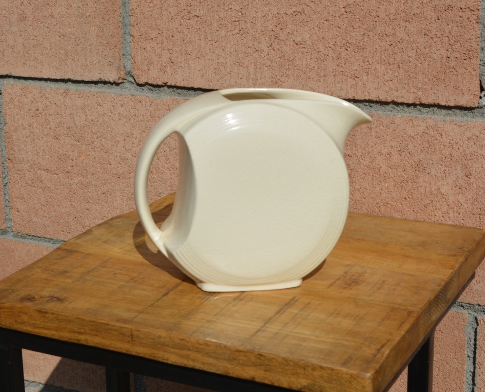 Vintage Fiesta Ceramic Disc Pitcher White with Red Rose and | Etsy