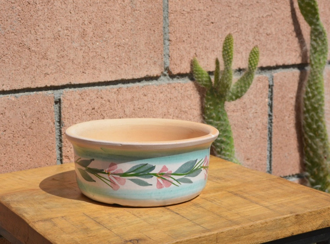 Vintage Lee Pottery - Small Round Ceramic Planter - Hand Painted With ...