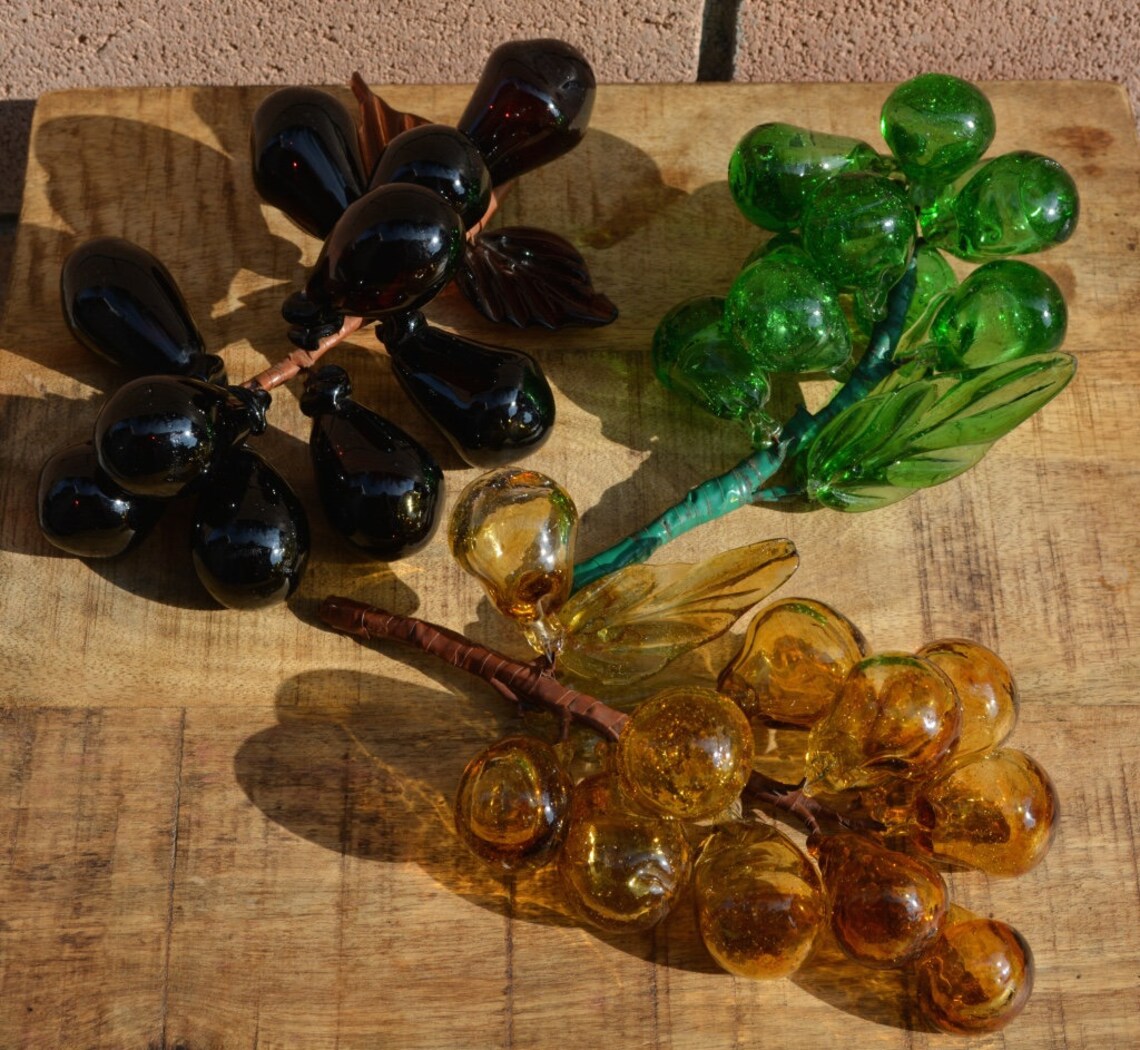 Vintage Bunch of Purple Hand Blown Glass Grapes - Mid-century Decor - Etsy