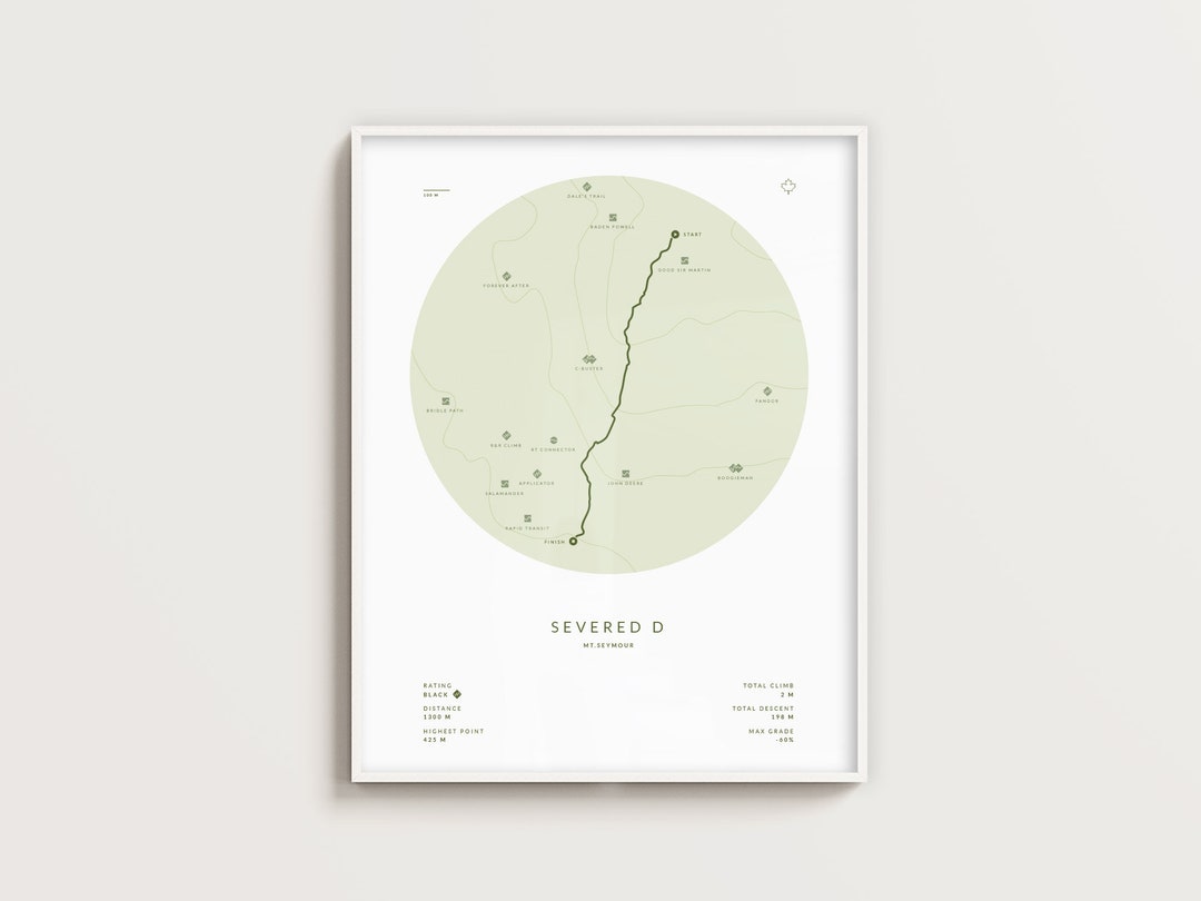 Severed D Trail Map Poster Mt. Seymour North Shore Vancouver BC - Etsy