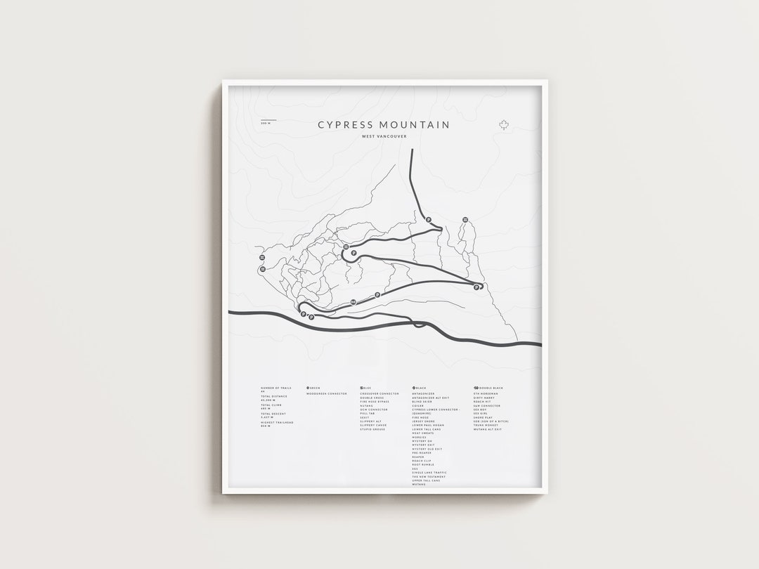 Cypress Mountain Trail Map Poster North Shore Vancouver - Etsy