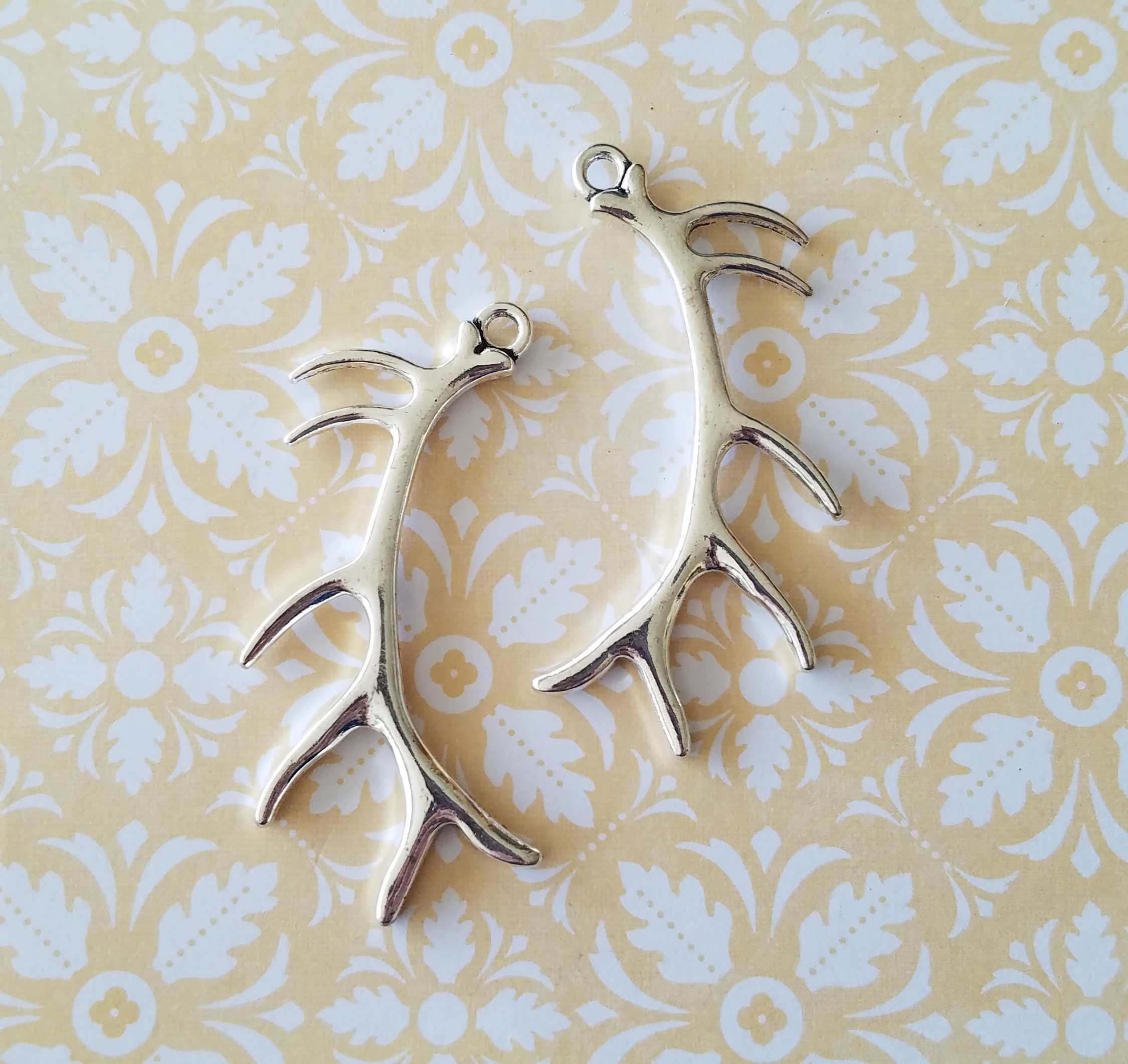 Extra Large Antler Charms Pendants Set of 2 66 x 31mm | Etsy