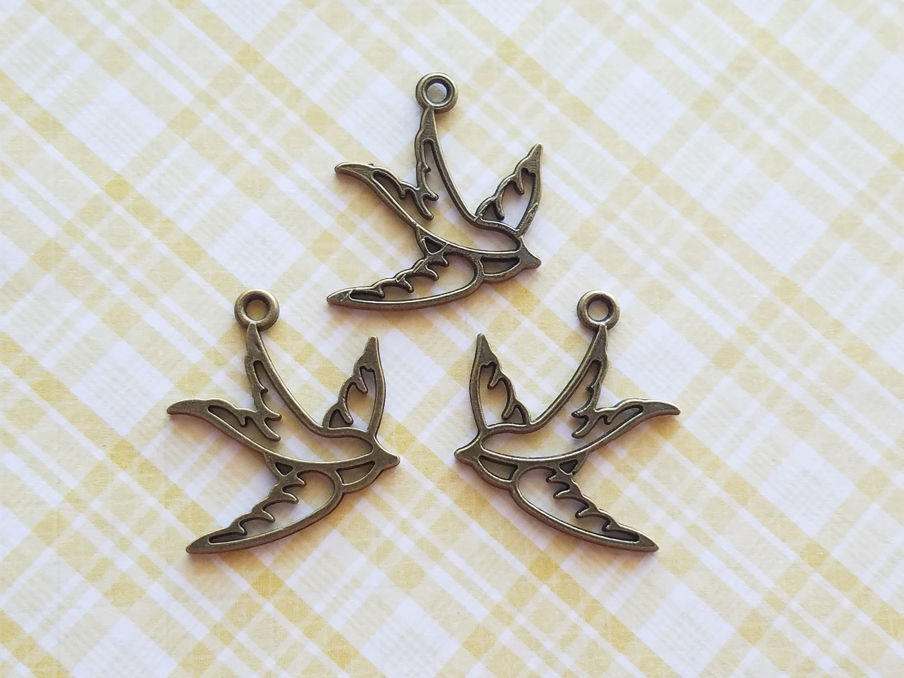 Bronze Finish Flying Bird Sparrow Bluebird Charms Set of 4 - Etsy