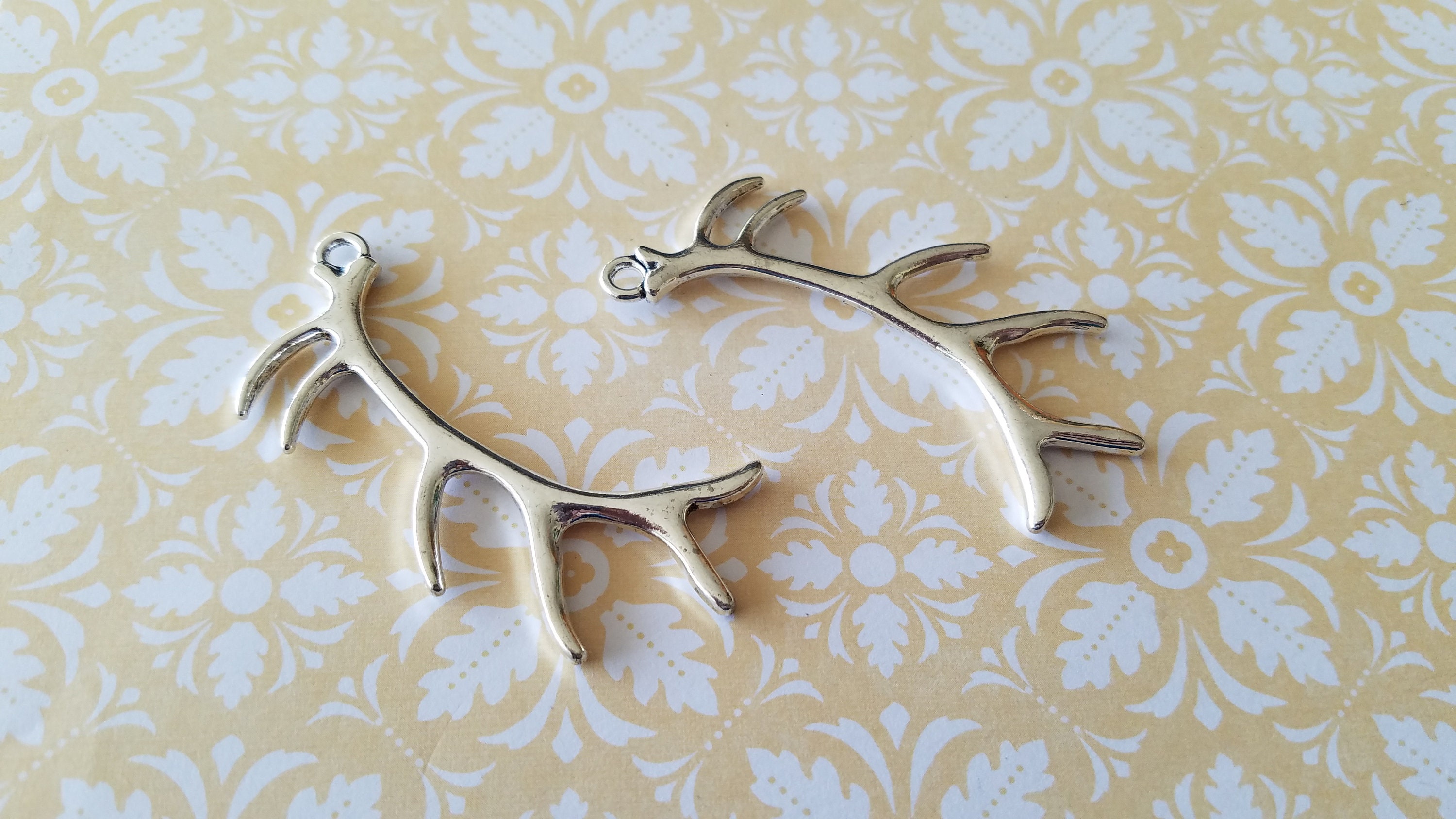 Extra Large Antler Charms Pendants Set of 2 66 x 31mm | Etsy