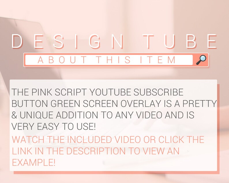 Animated Pink Script YouTube Subscribe Button Green Screen | Etsy