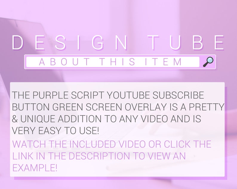 Animated Purple Script Youtube Subscribe Button Green Screen | Etsy