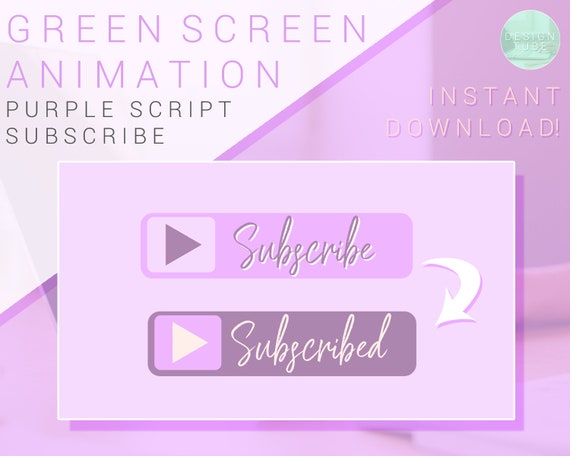 Animated Purple Script Youtube Subscribe Button Green Screen | Etsy