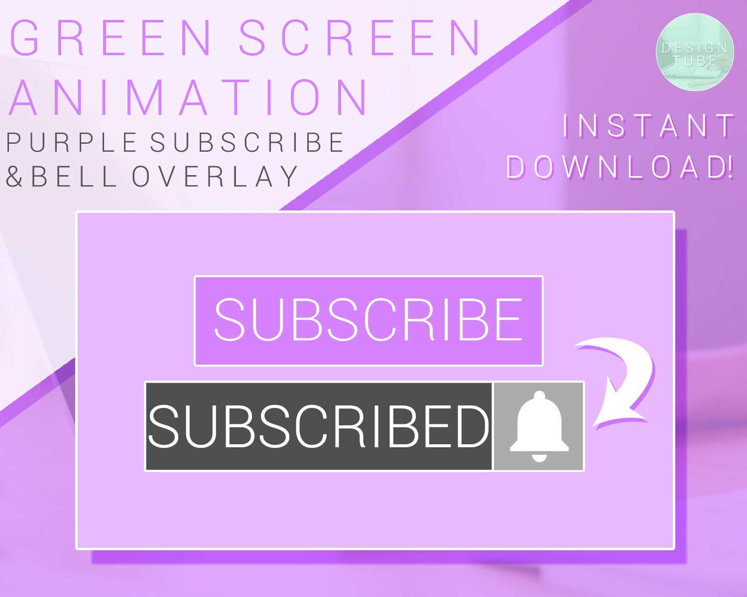 Animated Purple YouTube Subscribe Button Green Screen Green | Etsy
