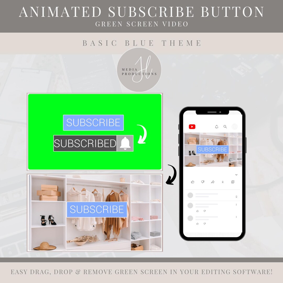 Animated Blue Youtube Subscribe Button Green Screen | Green Screen ...