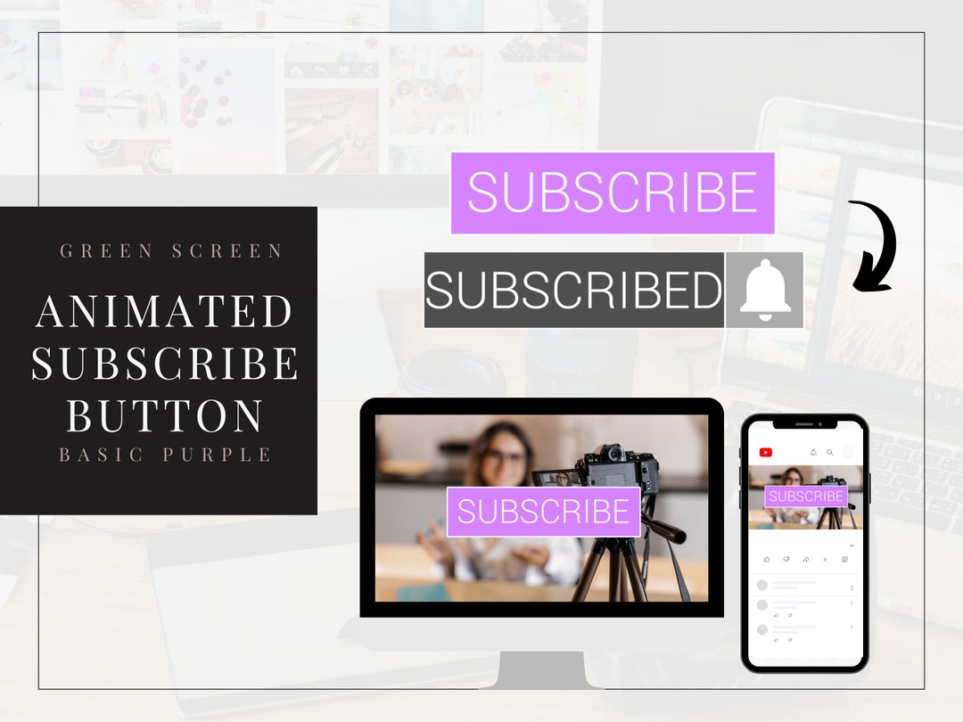 Animated Purple Youtube Subscribe Button Green Screen Green - Etsy