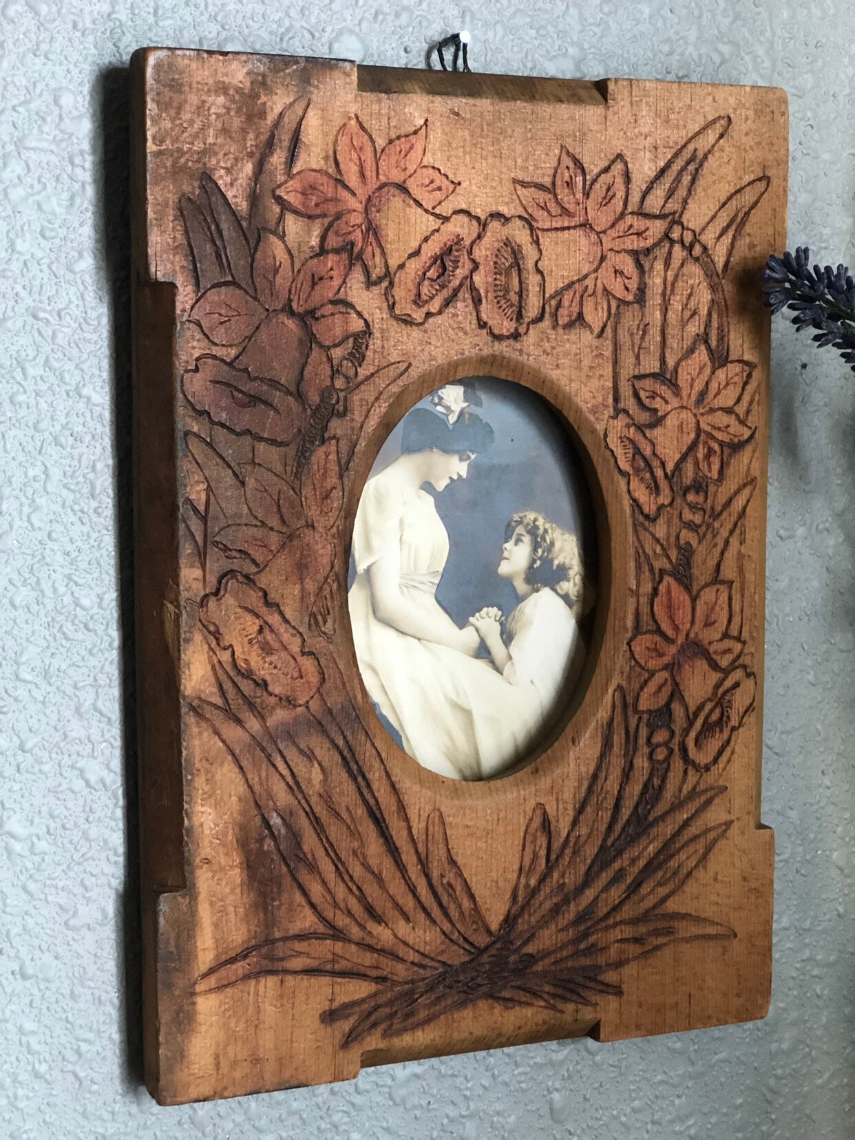 Art Nouveau Pyrography Photo Frame / Victorian Women / Vintage | Etsy