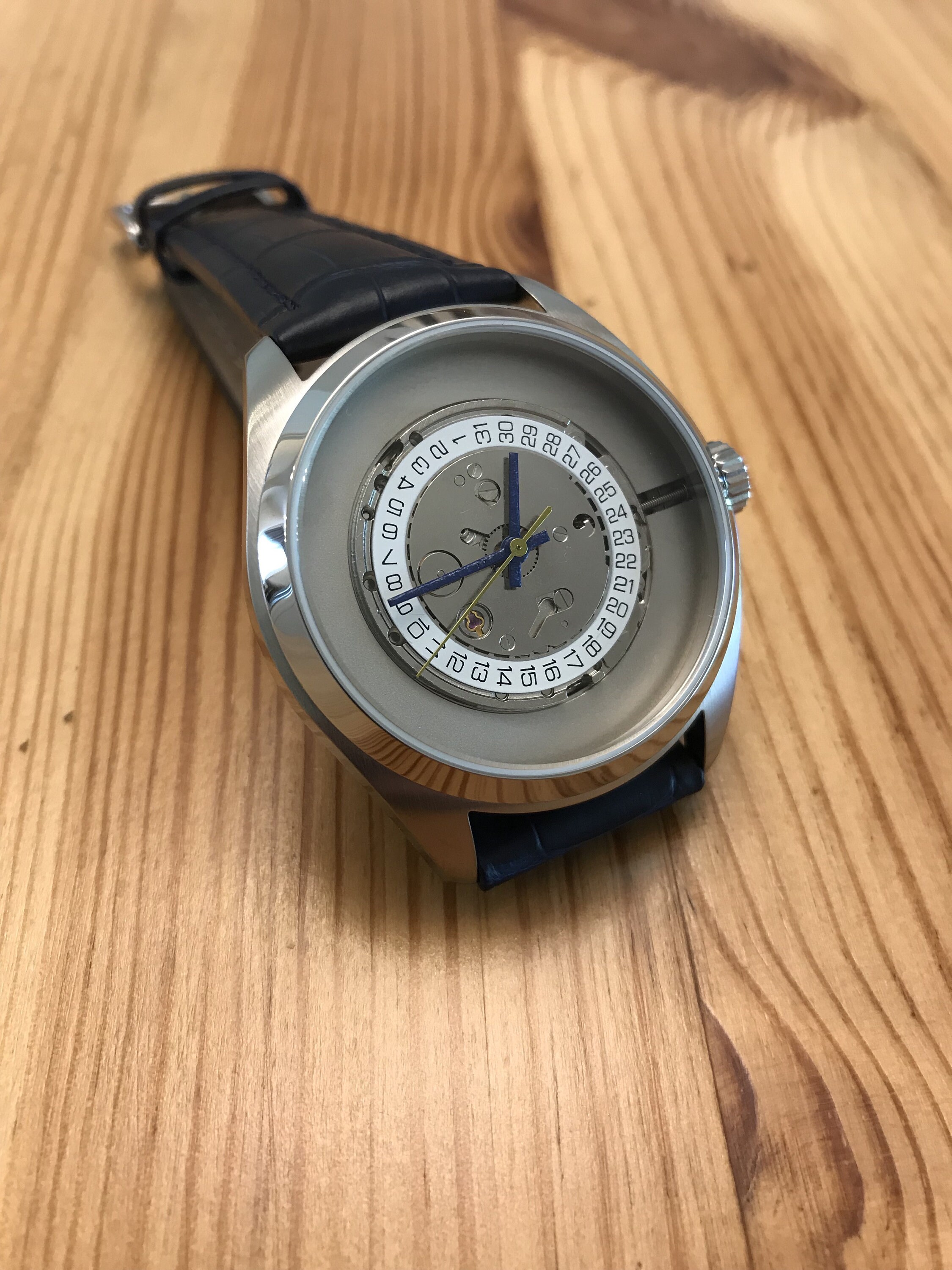 Glass Date: A Custom Open-face Watch. Stainless Steel Case, Textured ...