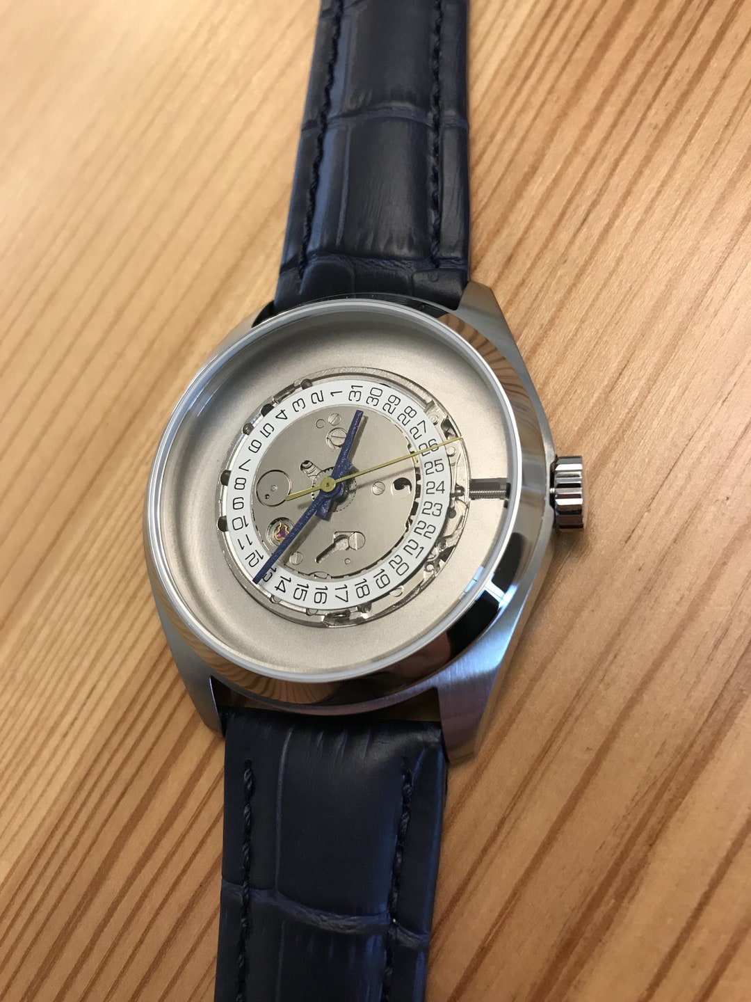 Glass Date: A Custom Open-face Watch. Stainless Steel Case, Textured ...