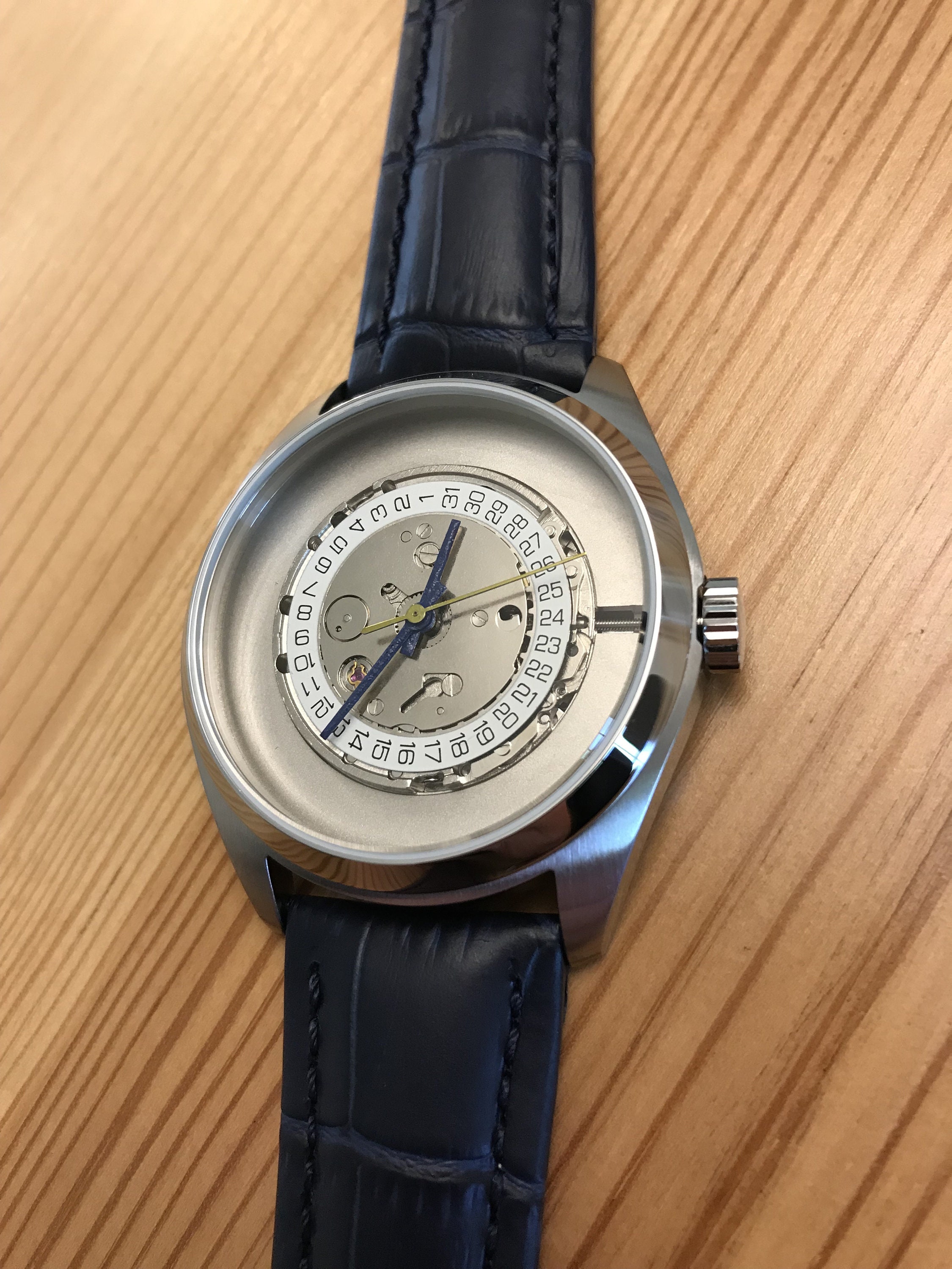 Glass Date: A Custom Open-face Watch. Stainless Steel Case, Textured ...