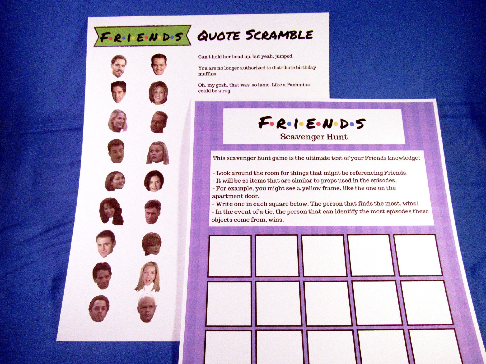 Friends Tvshow Games Printable, Friends Tvshow Games for Adults ...