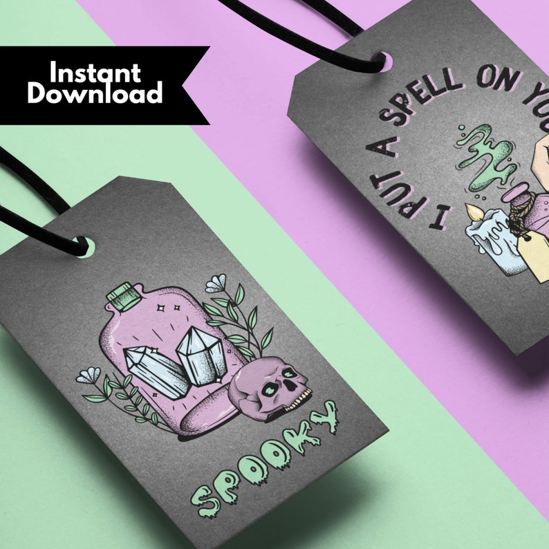 Halloween Tags Printable, Halloween Favor Tag, Pastel Halloween, I Put ...