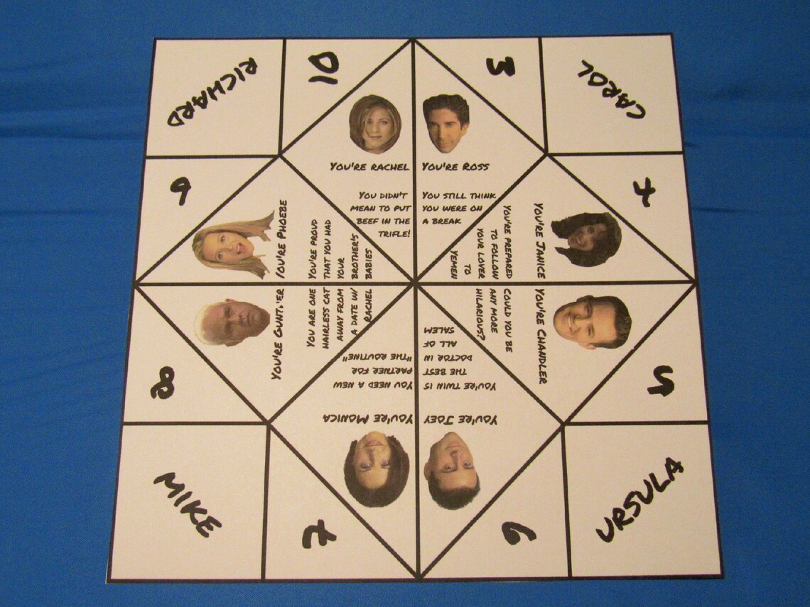 Friends TV Show - Fortune Teller - "cootie Catcher" - Digital Download ...