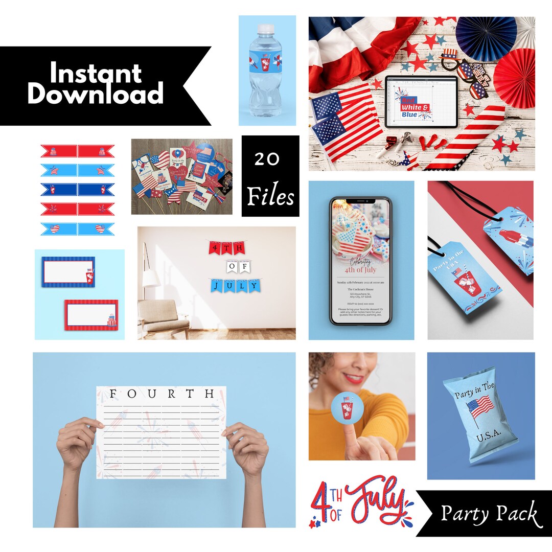 4th of July Party Pack, 4th of July Party Supplies, 4th of July ...