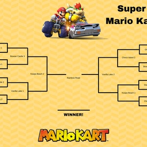 Mario Kart Tournament Brackets 3 Brackets 6 Versions each | Etsy