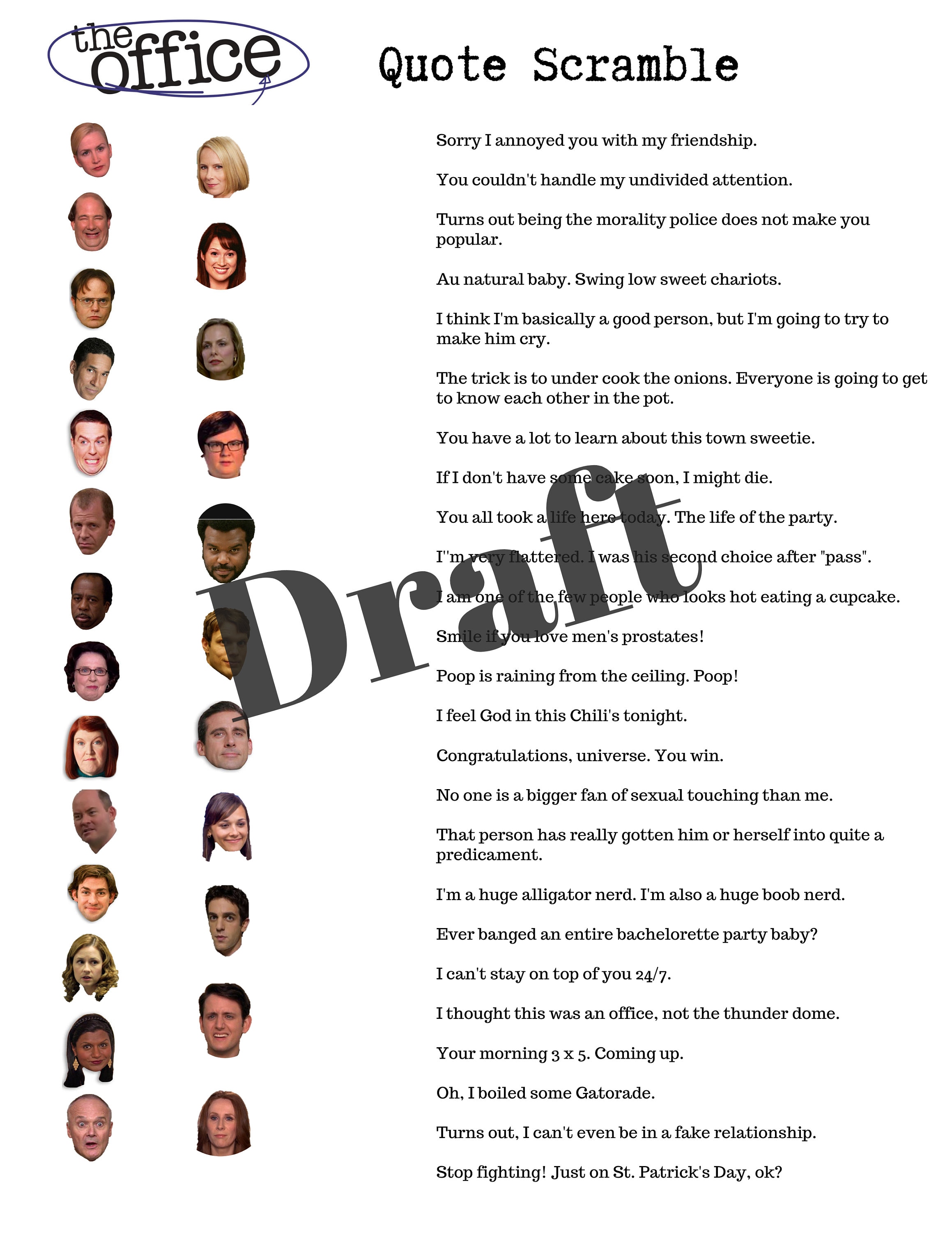 The Office - 2 Pack Activities - Quote Scramble and Scavenger Hunt ...