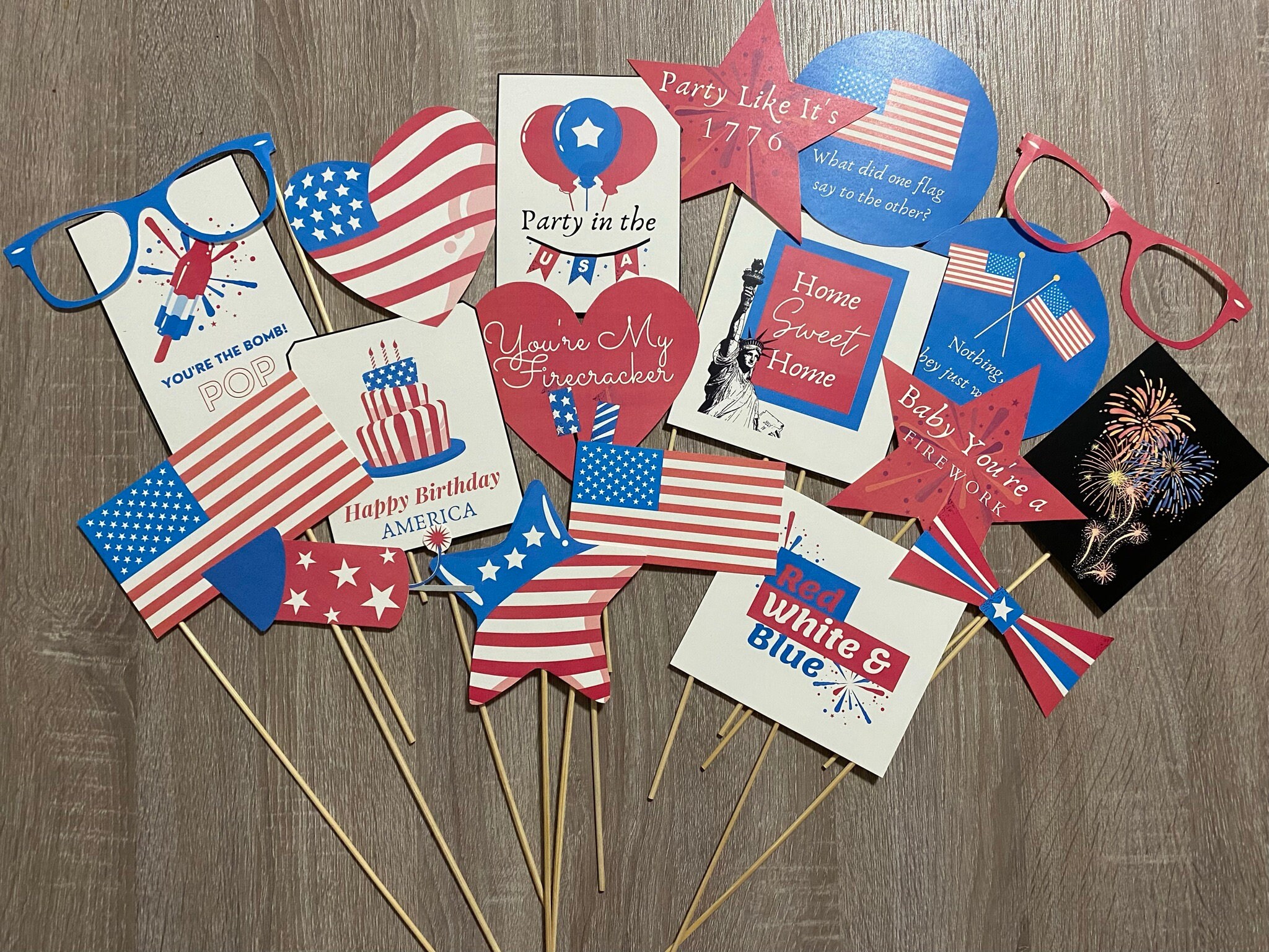 4th of July - Party Photo Props - Digital Download - Etsy