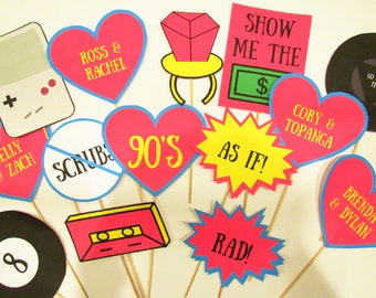 90's Party Printable Photo Booth Props Signs, INSTANT DOWNLOAD, 90s ...