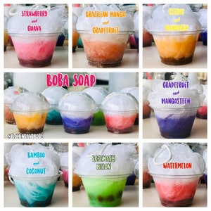 Boba Soap With Pumice "boba Pearls" and Attached Nylon Puff / Variety ...
