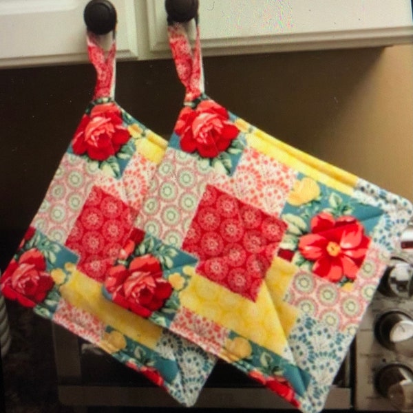 Patchwork Potholders - Etsy