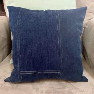 Upcycled Denim Embroidered Jean Pocket Pillow Denim Accent Pillow ...