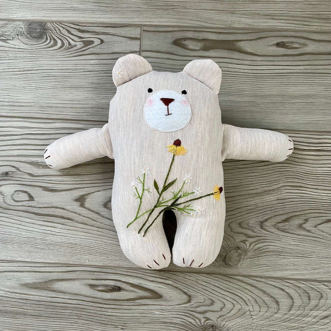 Hand Embroidered Stuffed Bear Baby Shower Gift Baby Gift Stuffed Teddy ...