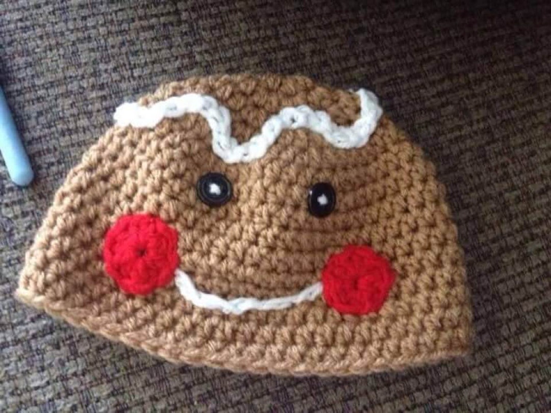 Gingerbread Man Beanie / Christmas Winter Hat / Knit Gingerbread Hat ...