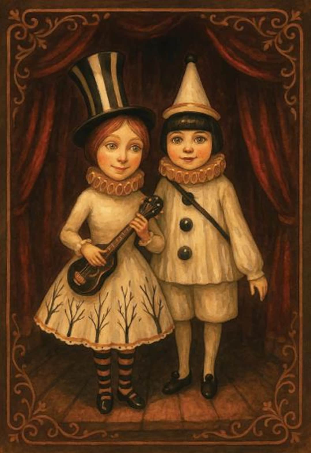 Carte De Voeux De Pierrot Et Pierrette - Etsy