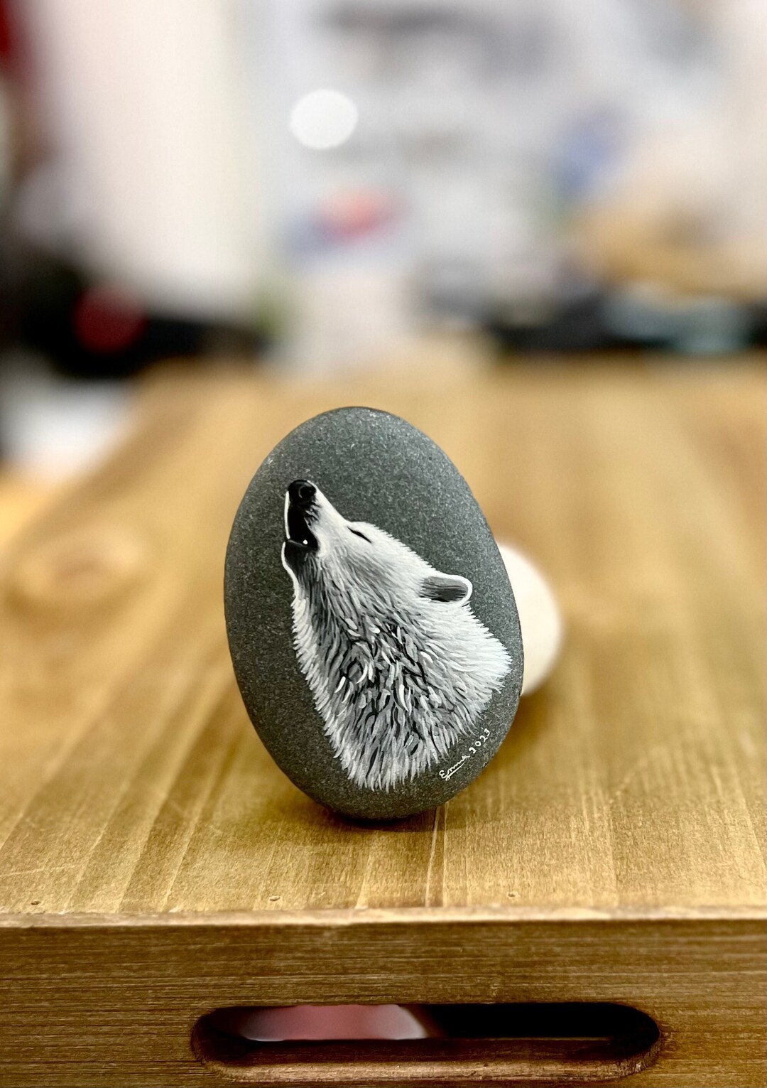 Wolf Howling Rock, Wolf Howling Painted, Custom, Twilight, Moon Lover ...