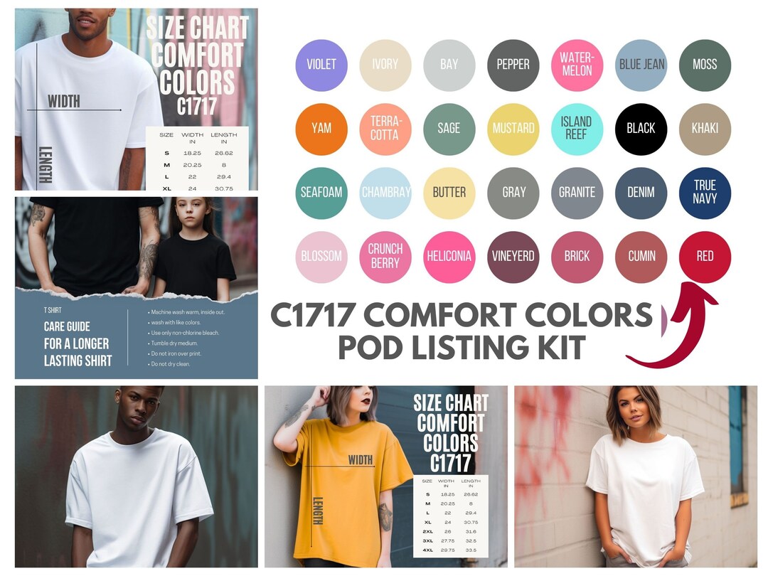 Comfort Colors Size Chart Comfort Colors C1717 Mock up - Etsy