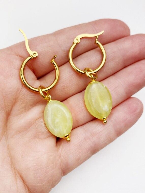 Yellow jade earrings store