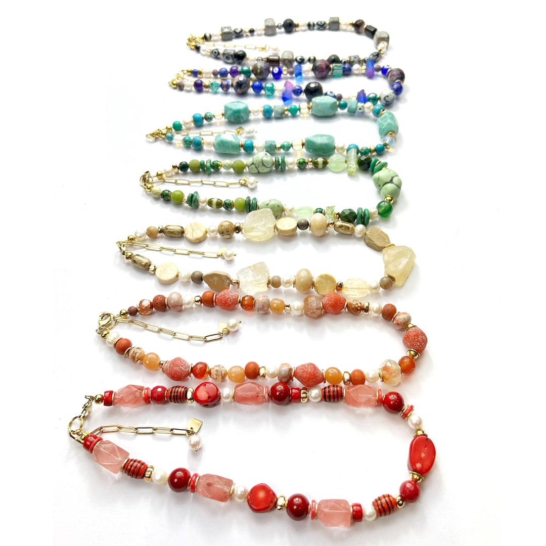 Chakra Aura Semi Precious Vintage Beaded Necklaces. Free Shipping. Made ...