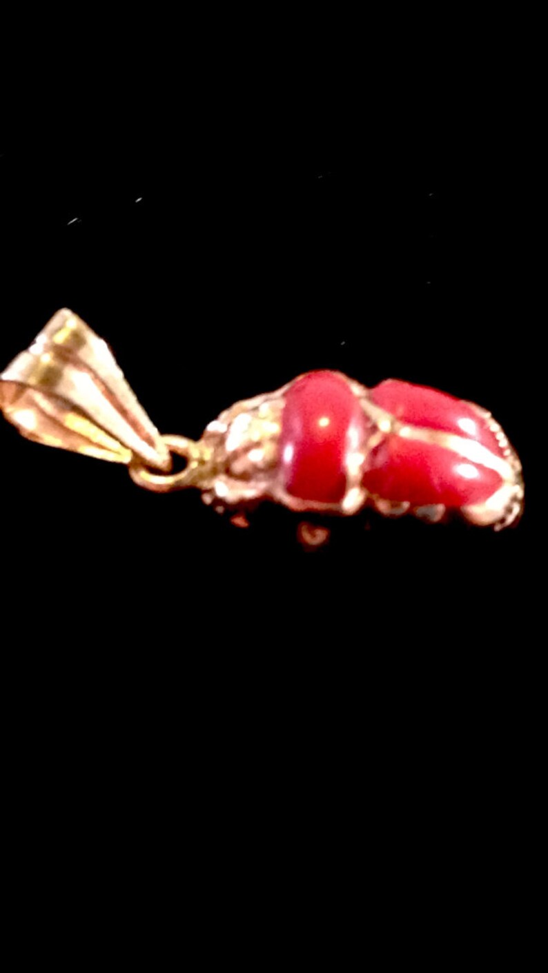 18K Gold Egyptian Red Scarab stone Pendant Middle Eastern Jewelry - Etsy