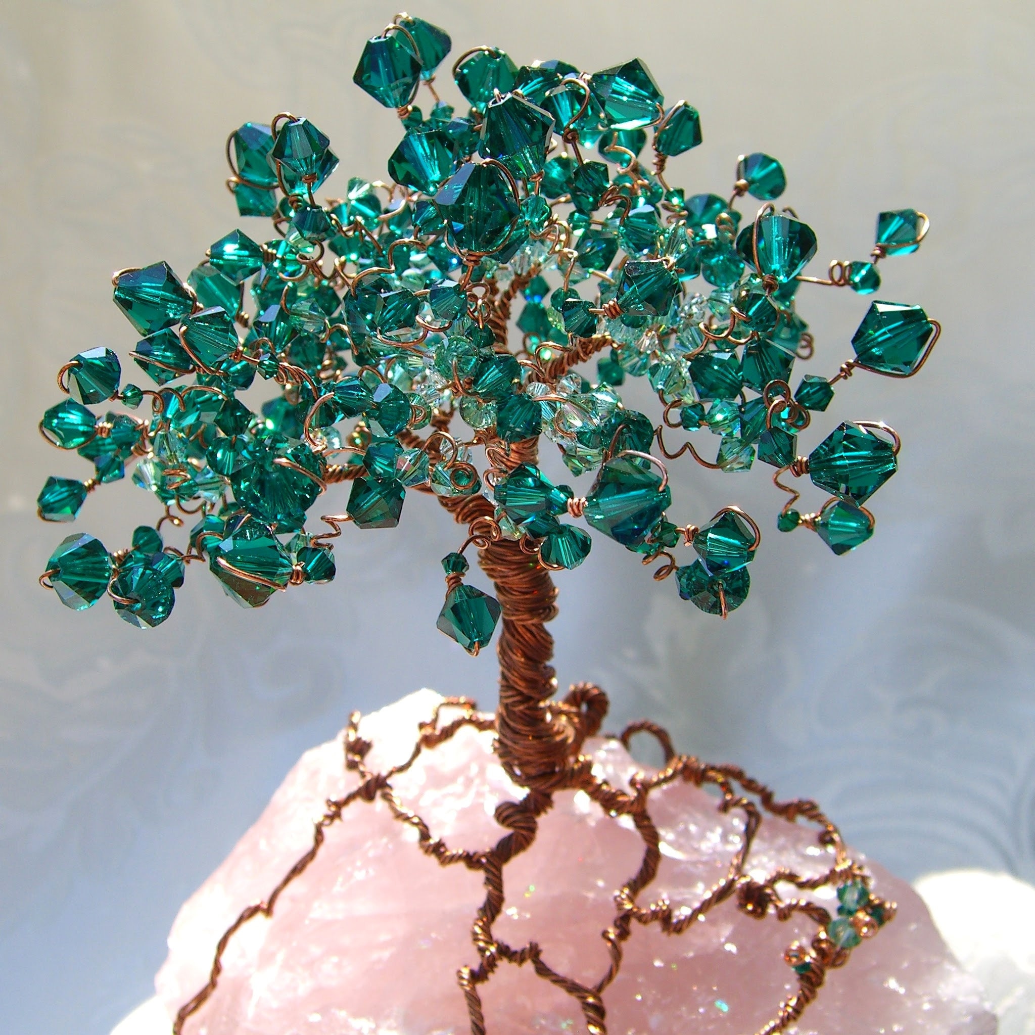 Beaded Wire Tree Sculpture Handmade Swarovski Tree of Life on | Etsy