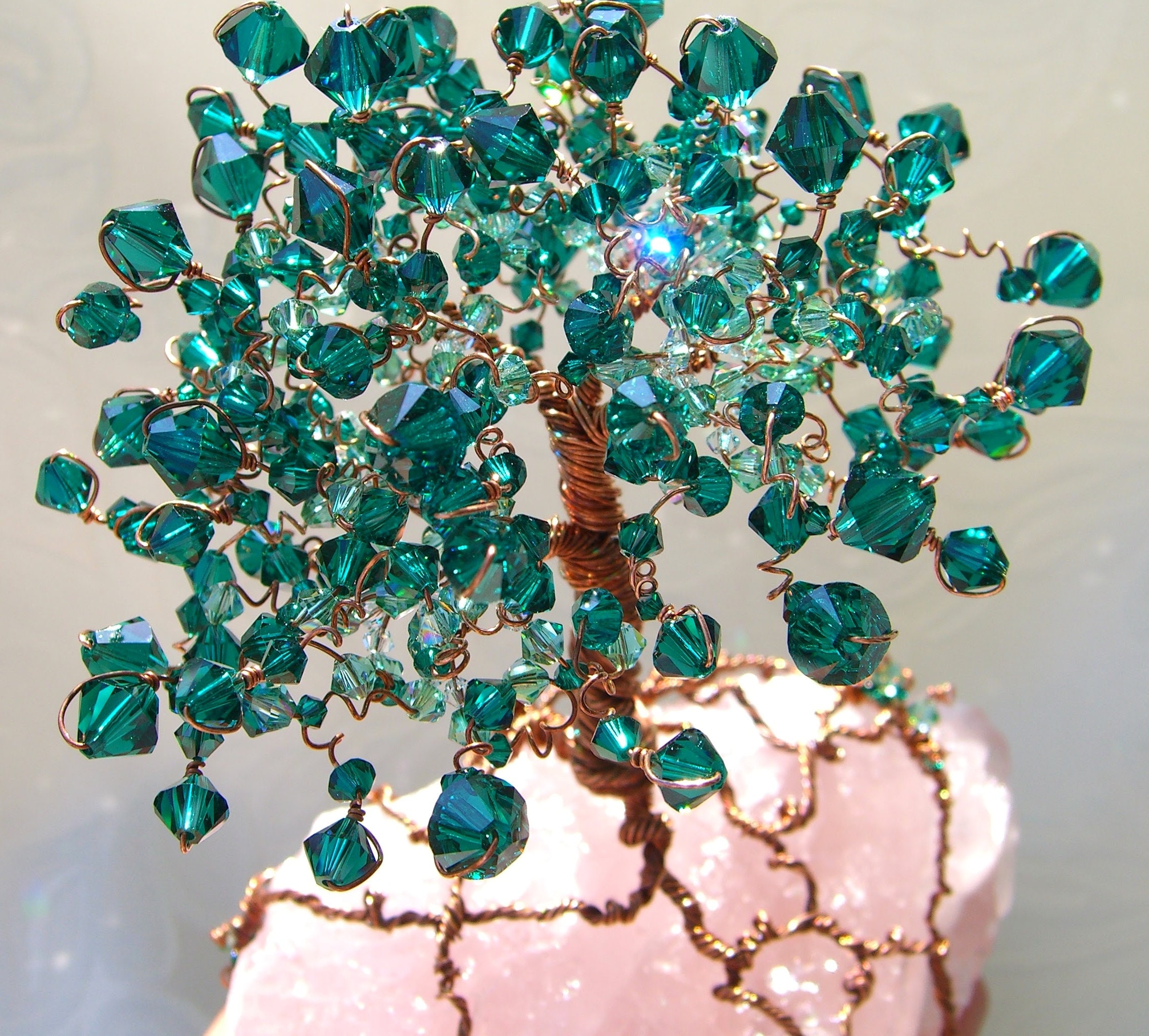 Beaded Wire Tree Sculpture Handmade Swarovski Tree of Life on | Etsy