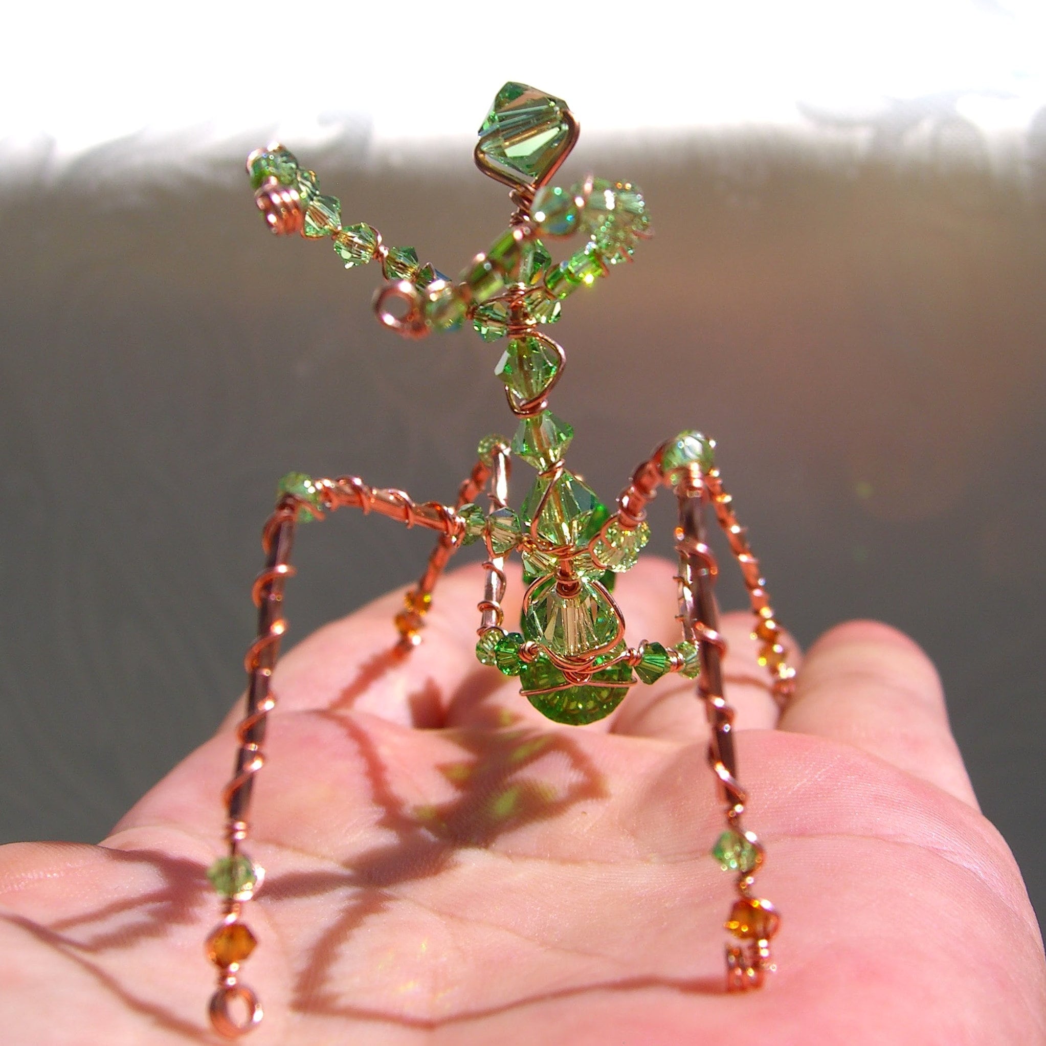 Praying Mantis Beaded Wire Preying Mantis Suncatcher Handmade | Etsy