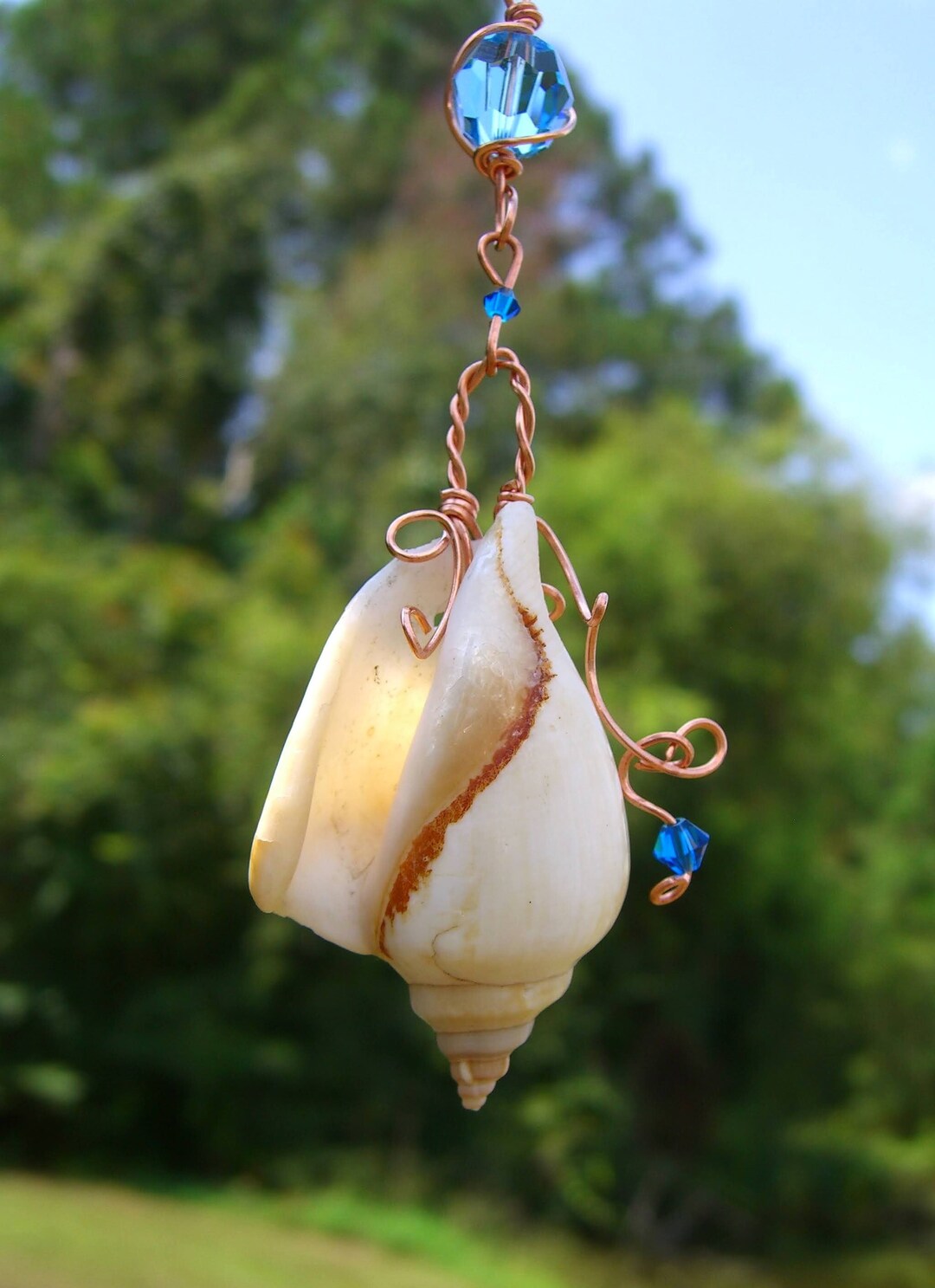 Seashell Wire Suncatcher Handmade Crown Shell, Labradorite, and ...