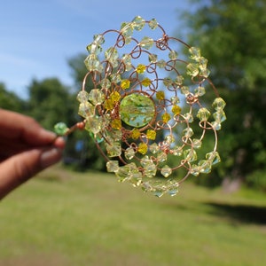 UV Flower Suncatcher, Uranium Glass Beaded Flower, Blacklight ...